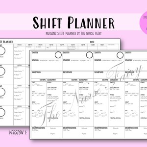 Nurse Shift Planner- Day Shifts (AM + PM) - Hourly Planner and Patient ...