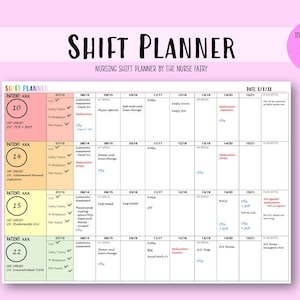 Nurse Shift Planner- Day Shifts (AM + PM) - Hourly Planner and Patient ...