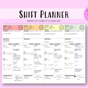 Nurse Shift Planner- Day Shifts (AM + PM) - Hourly Planner and Patient ...