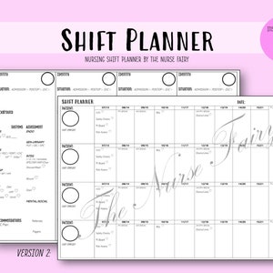 Nurse Shift Planner- Day Shifts (AM + PM) - Hourly Planner and Patient ...