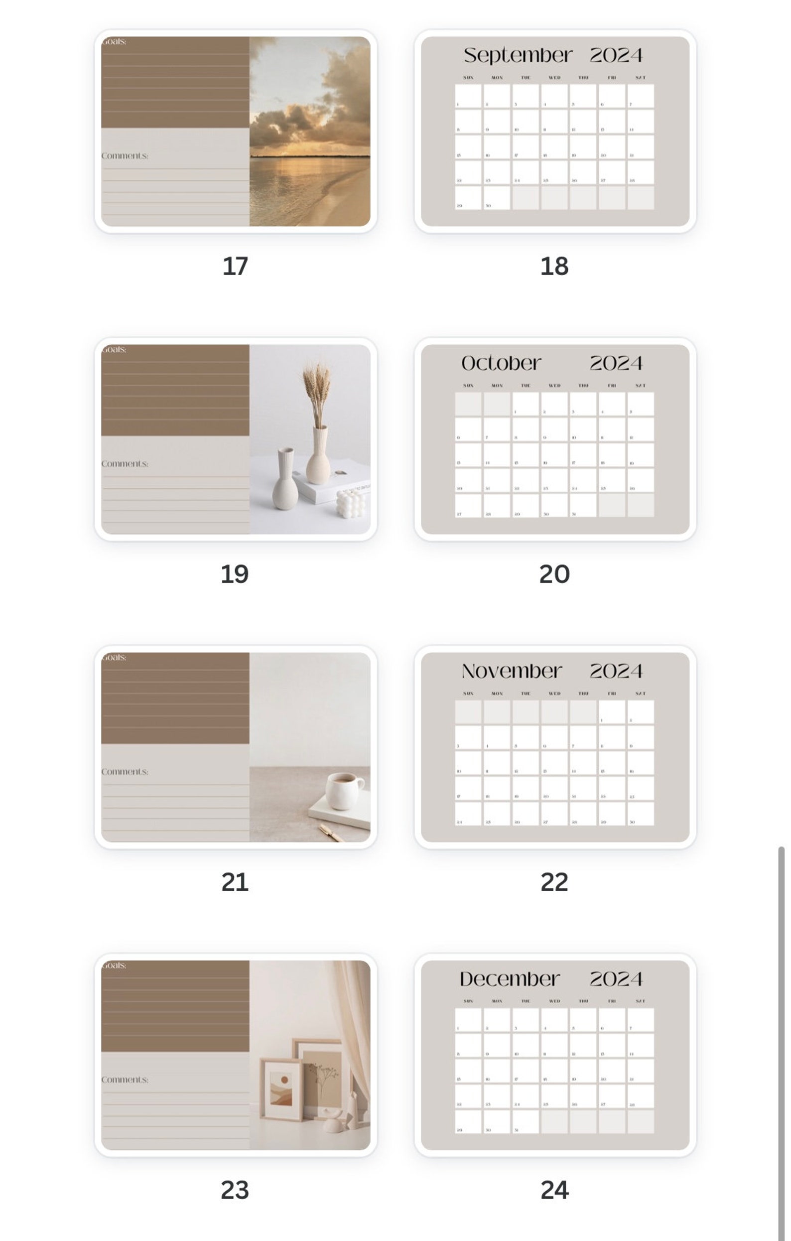 Digital Monthly Calendar, Digital Planner 2024, 2025, Minimalist ...