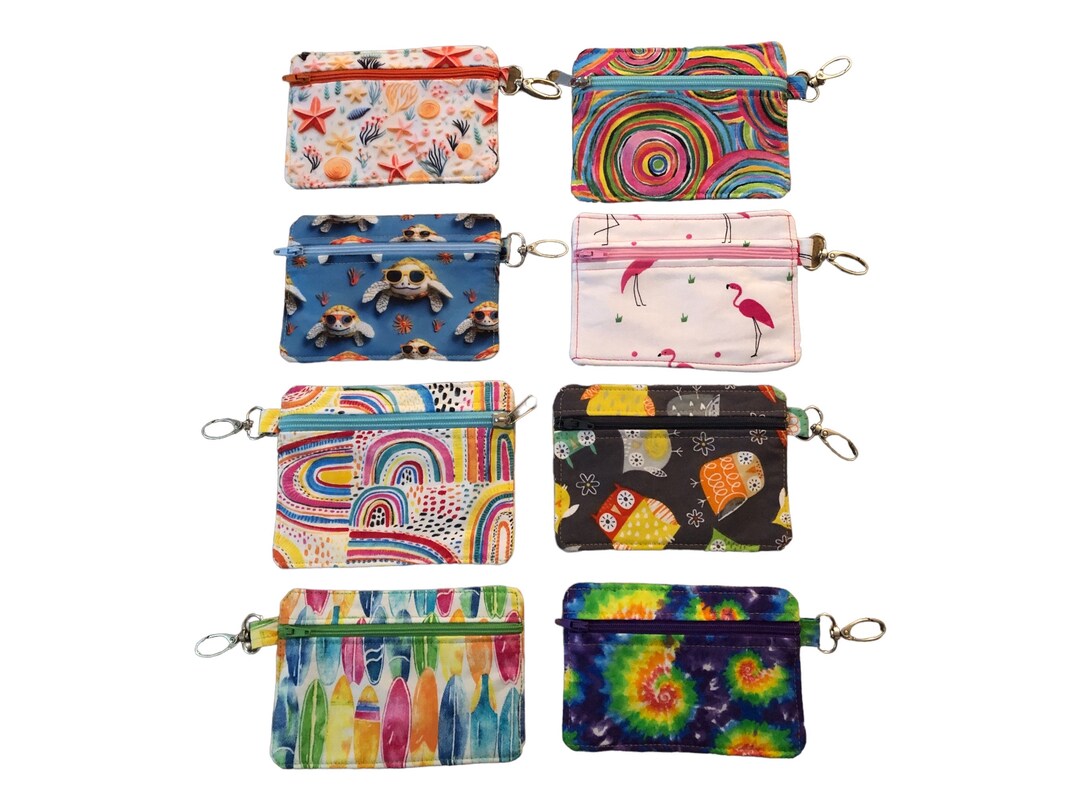 Small Zip Bag W/ Lobster Claw Swivel Ring. Holds Cash, Coins, Credit ...