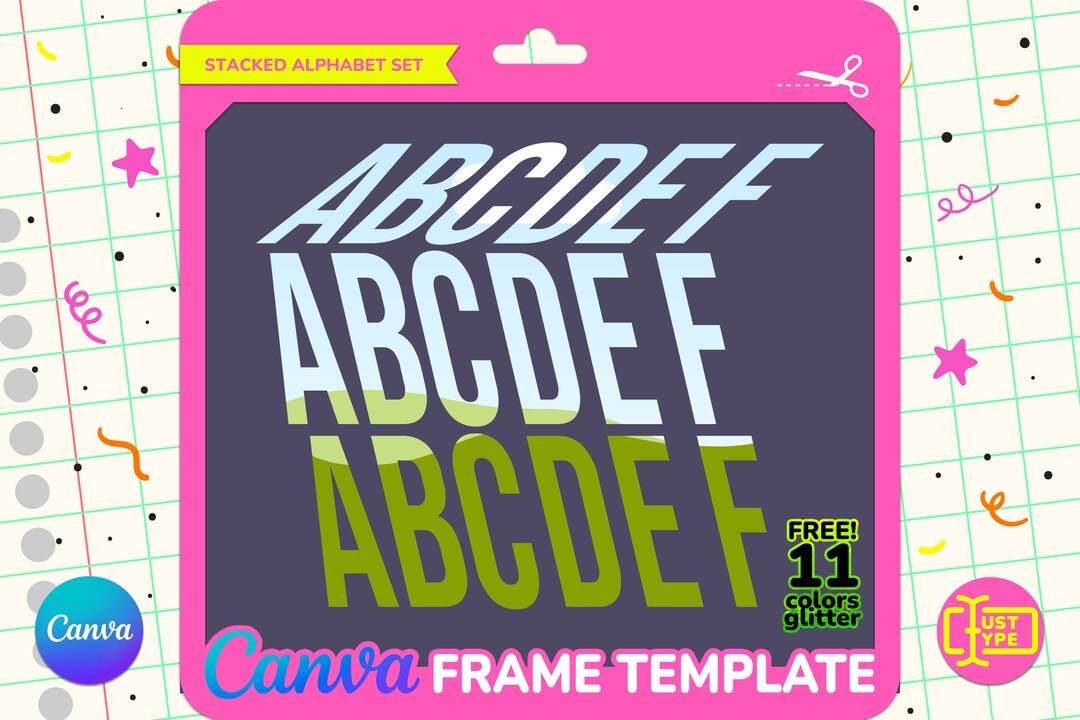 Cube Stacked Alphabet Canva Frame Template | Editable Block Stacked ...