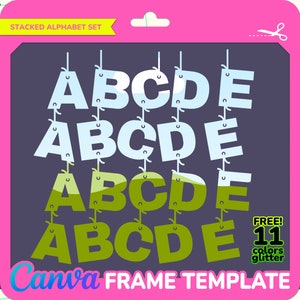 Mobile Stacked Alphabet Canva Frame Template | Editable Hanging Stacked ...