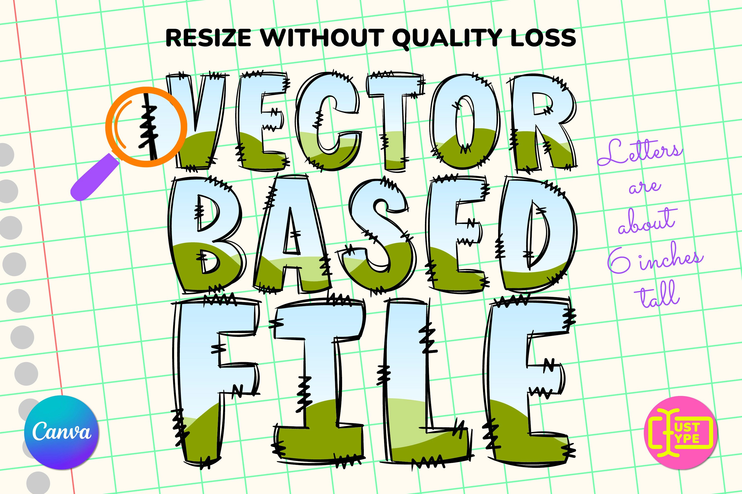 Crayon Stacked Alphabet Canva Frame Template Editable Scribble Stacked ...