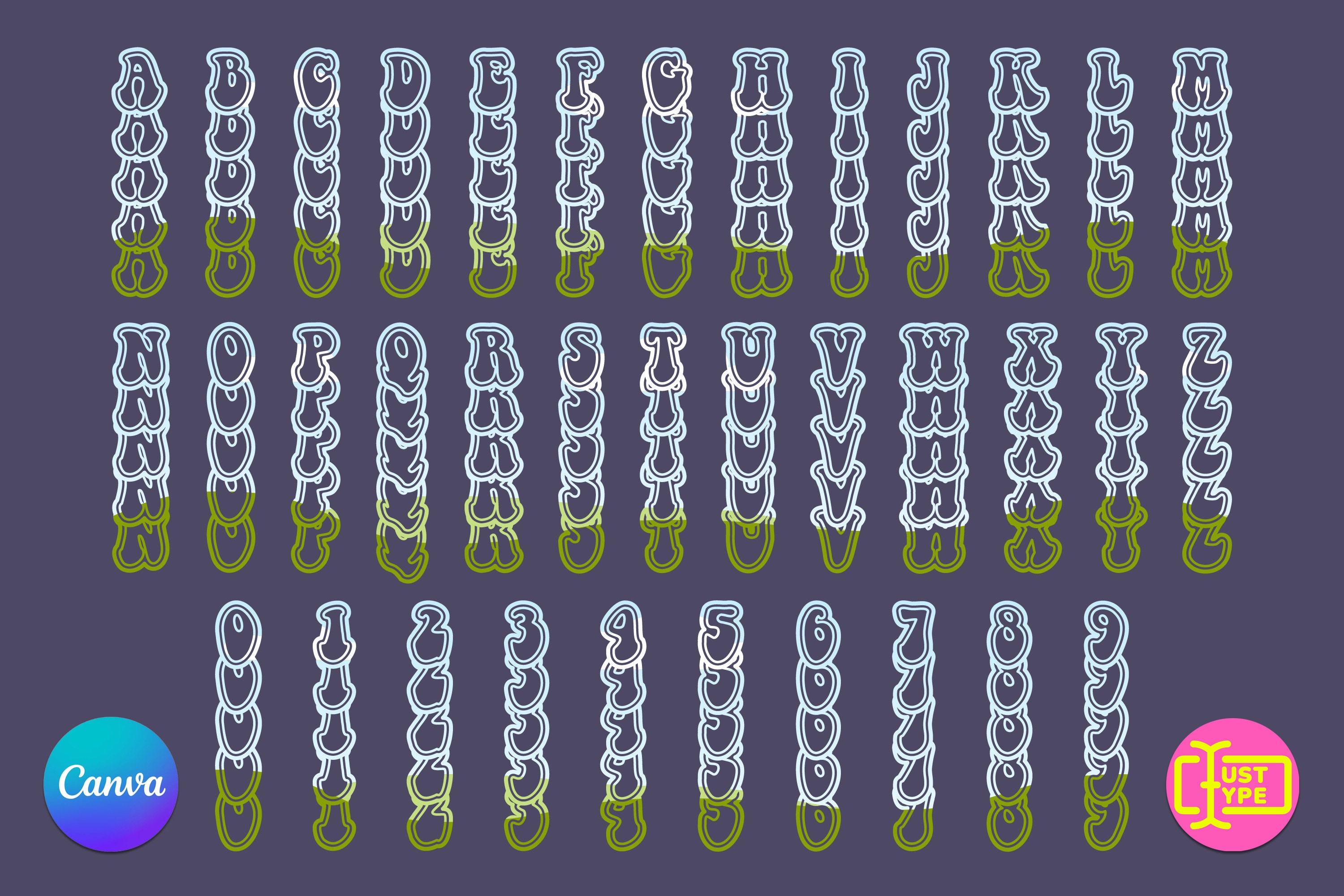 Retro Hippie Stacked Canva Frame Template Editable Groovy Stacked ...