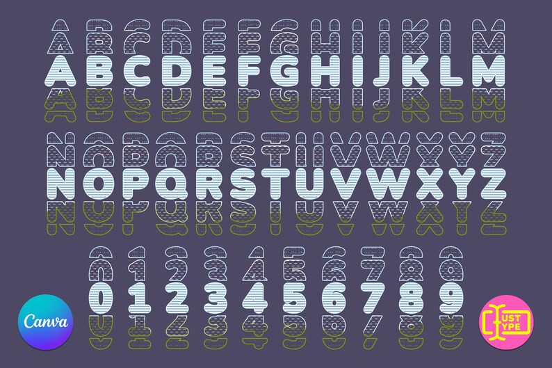 Dash Pattern Stacked Alphabet Canva Frame Template | Editable Line ...