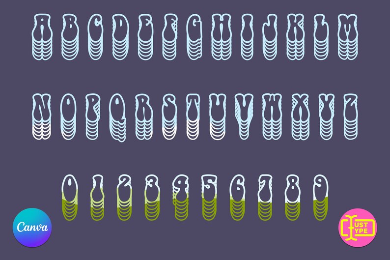 Retro Wavy Stacked Canva Frame Template | Editable Funky Stacked ...