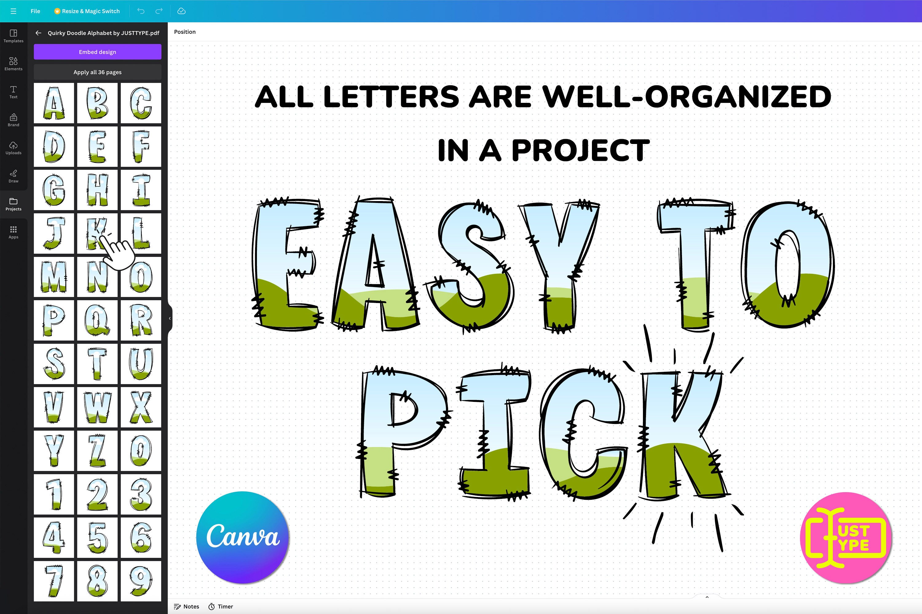 Level Stacked Alphabet Canva Frame Template | Editable Layered Stacked ...