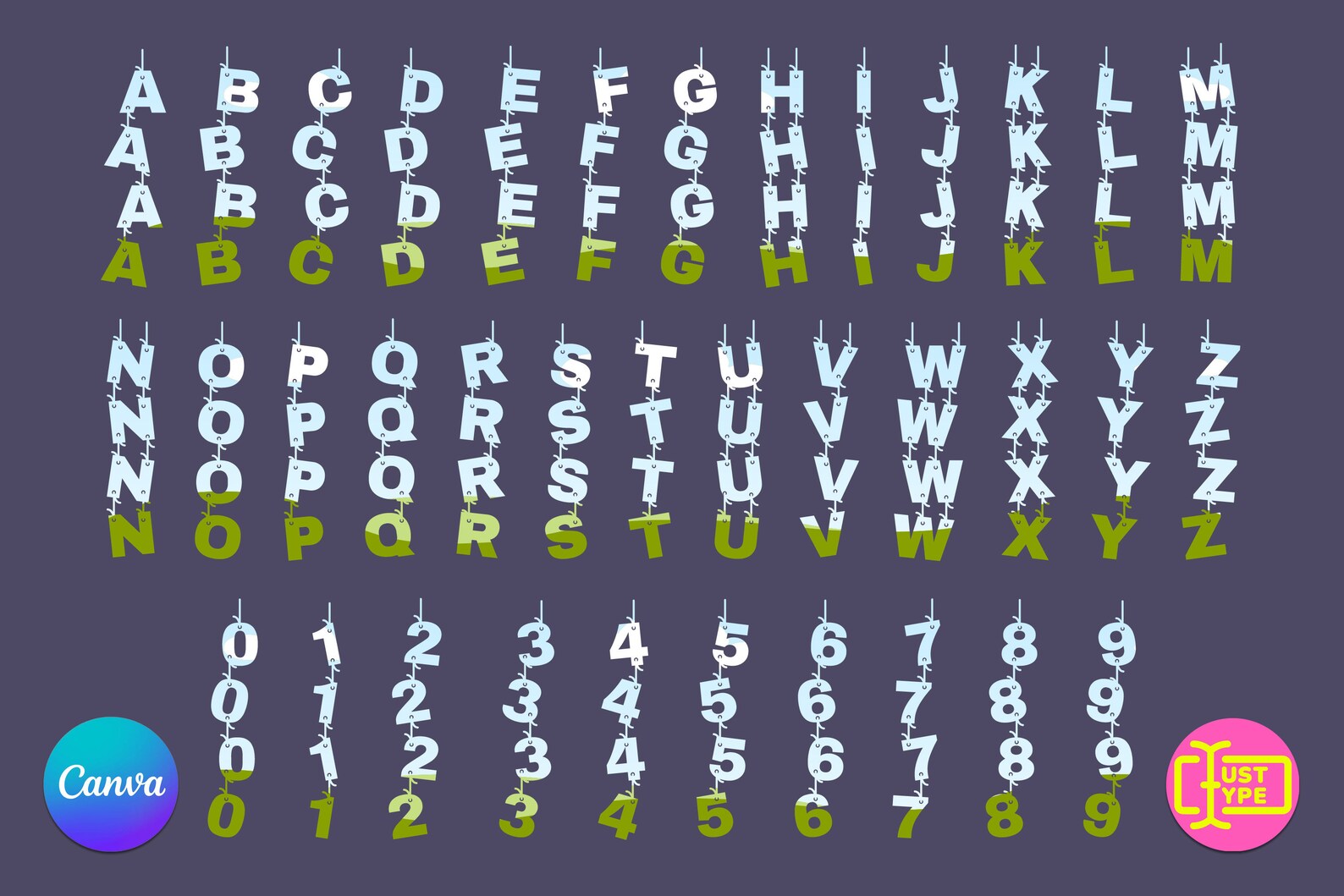 Mobile Stacked Alphabet Canva Frame Template | Editable Hanging Stacked ...