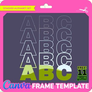 Missing Stacked Alphabet Canva Frame Template | Editable Filled Stacked ...