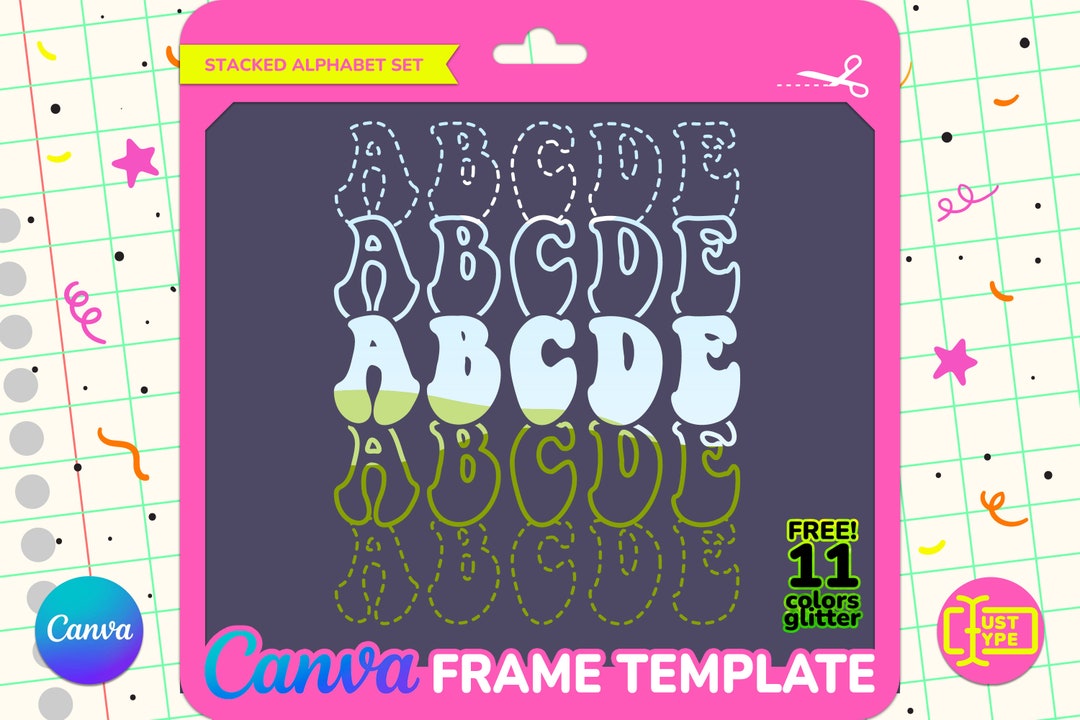 Retro Funky Stacked Canva Frame Template | Editable Seventies Stacked ...