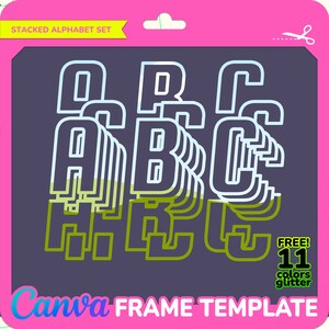 Pile Stacked Alphabet Canva Frame Template | Editable Heap Stacked ...