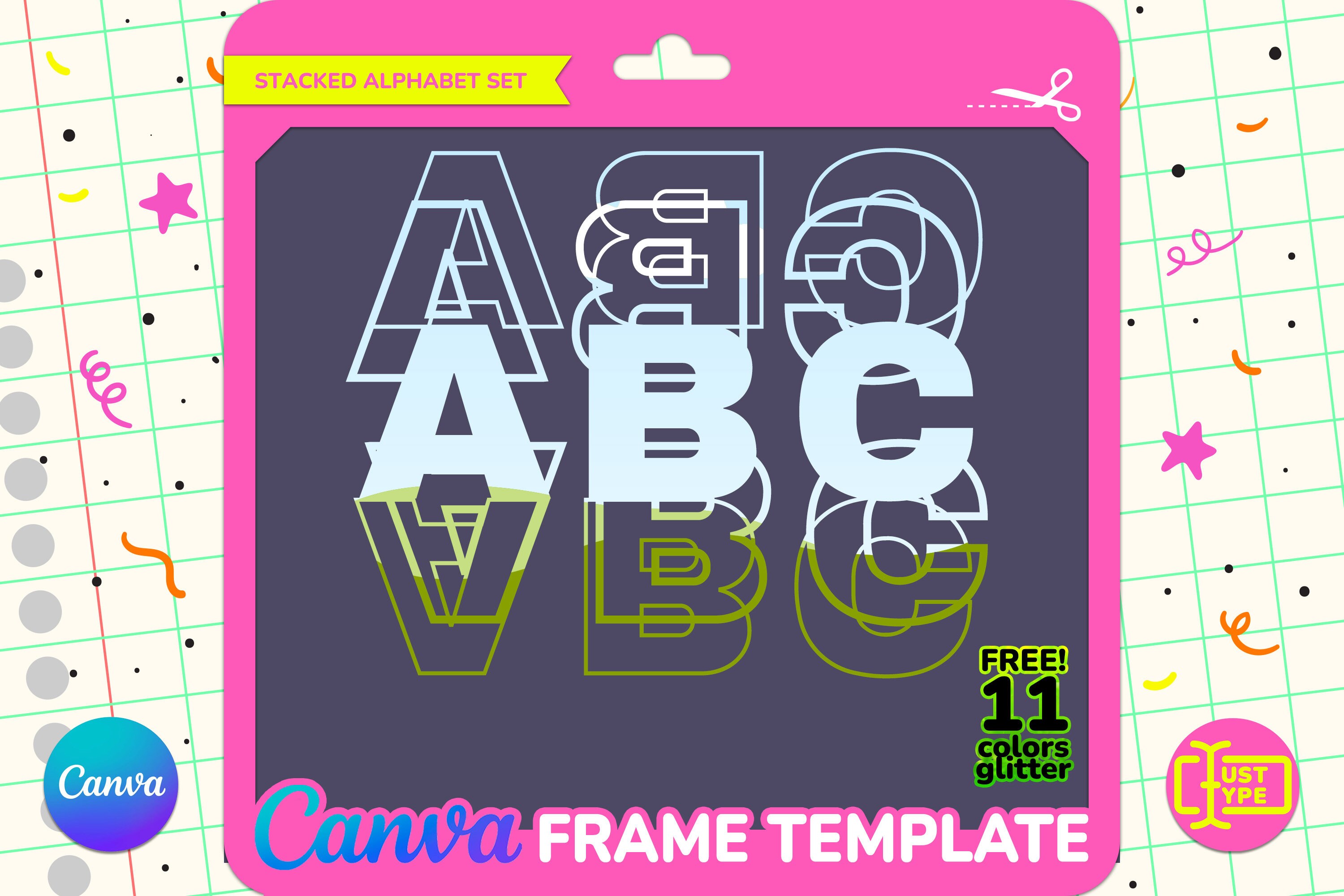 Echo Stacked Alphabet Canva Frame Template | Editable Repeat Stacked ...
