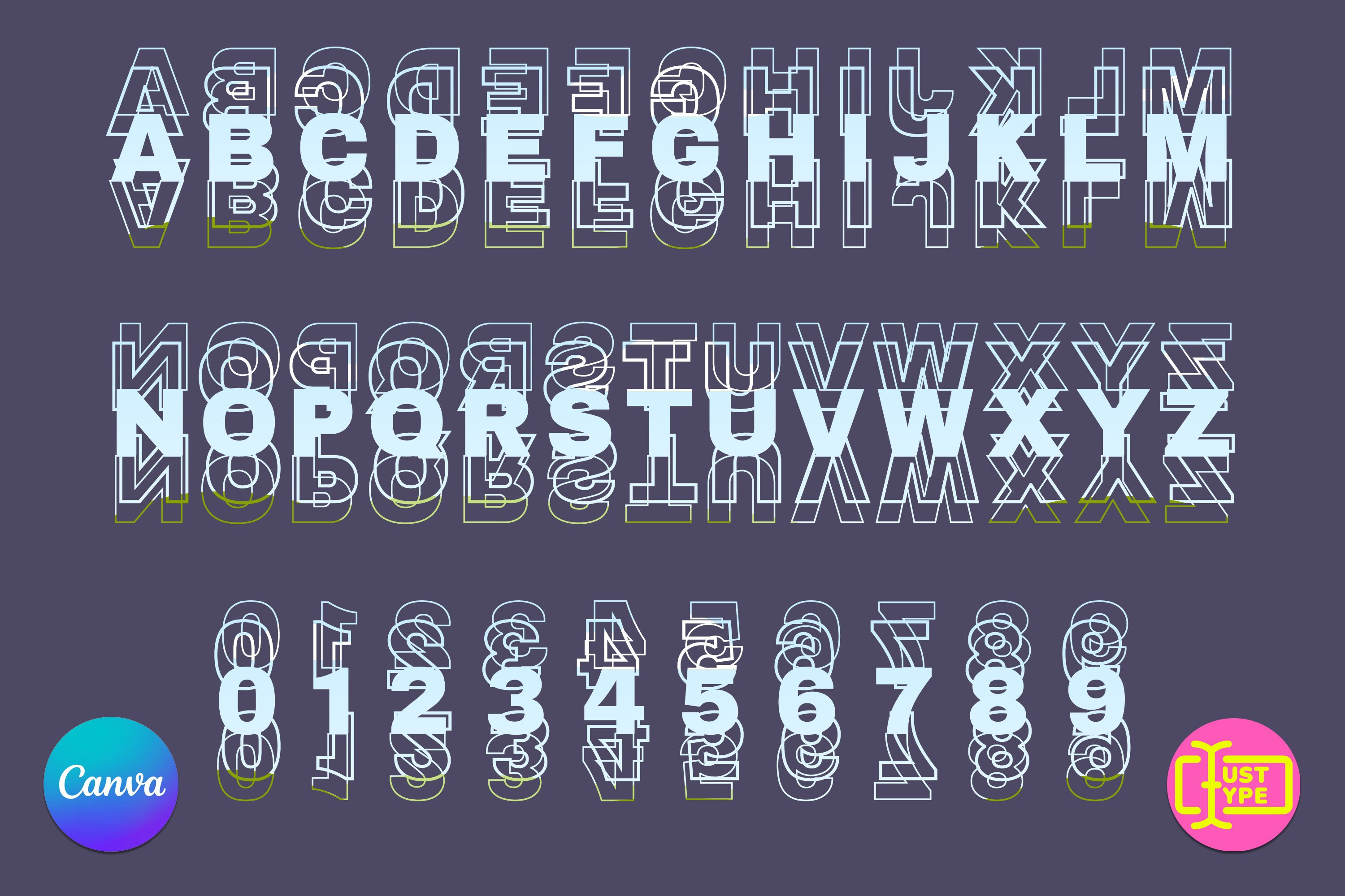 Echo Stacked Alphabet Canva Frame Template | Editable Repeat Stacked ...