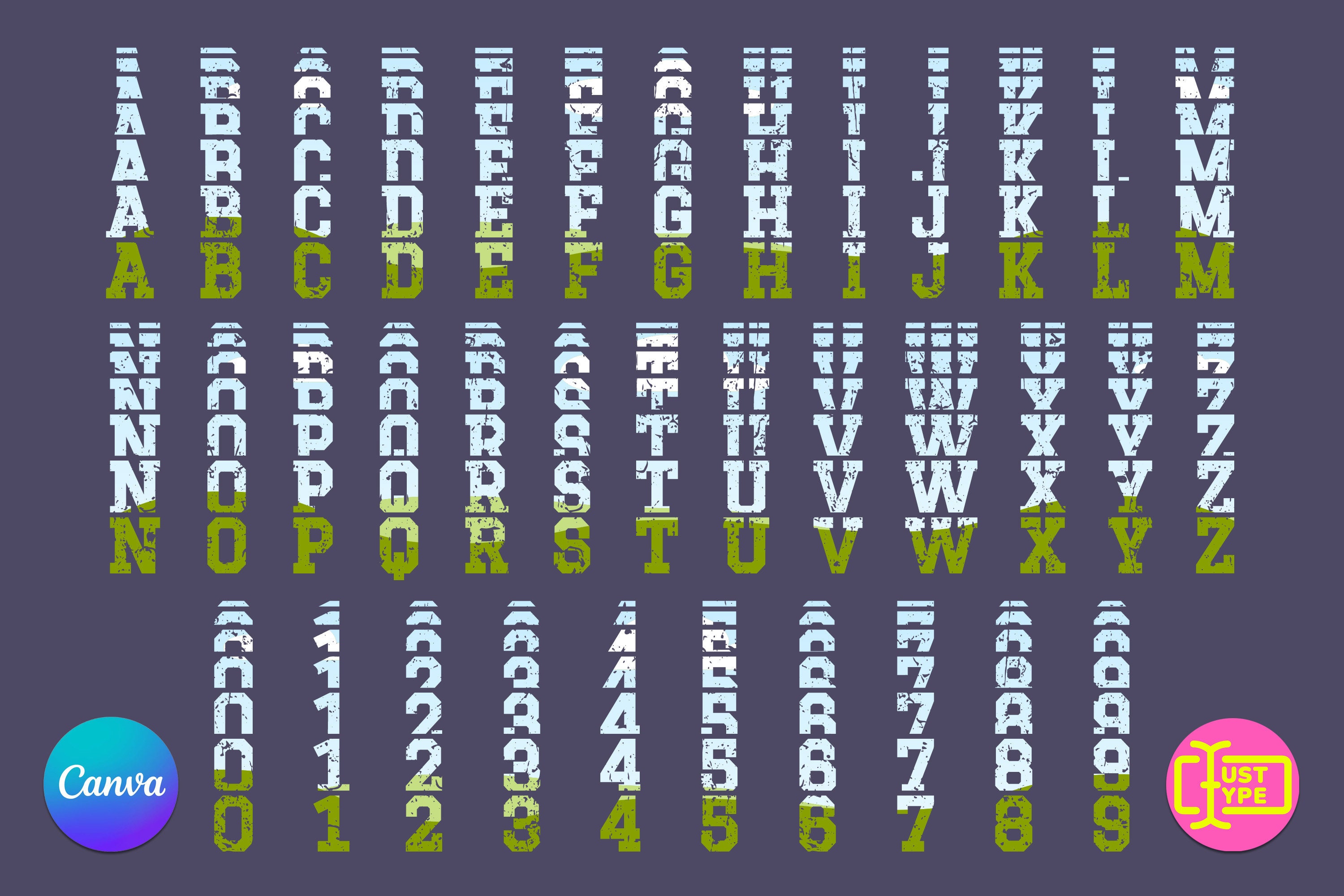 Grime Stacked Alphabet Canva Frame Template Editable Muddy Stacked ...