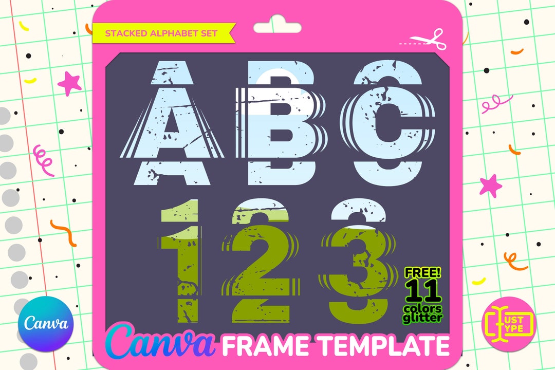 Punk Stacked Alphabet Canva Frame Template | Editable Rebellious ...