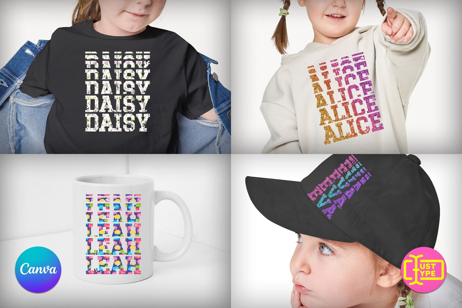 Grime Stacked Alphabet Canva Frame Template Editable Muddy Stacked ...