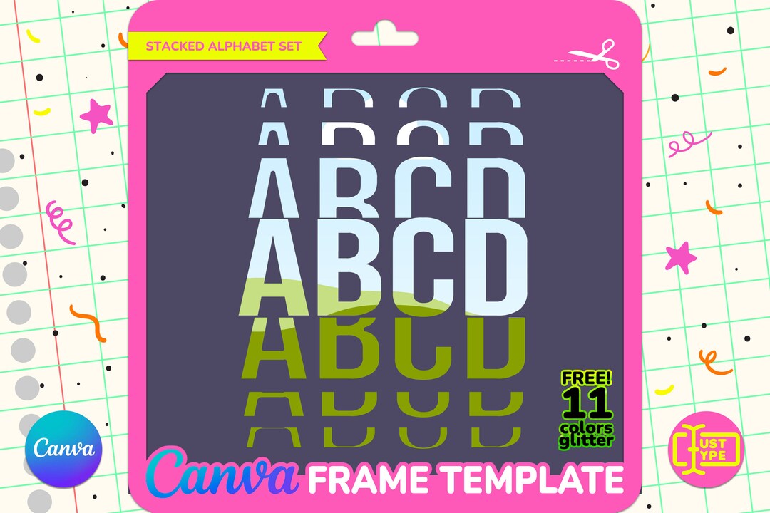 Level Stacked Alphabet Canva Frame Template | Editable Filled Stacked ...