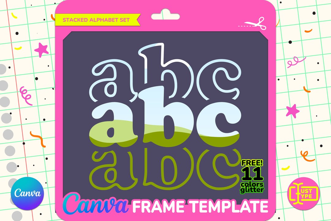 Vintage Stacked Alphabet Canva Frame Template | Editable University ...