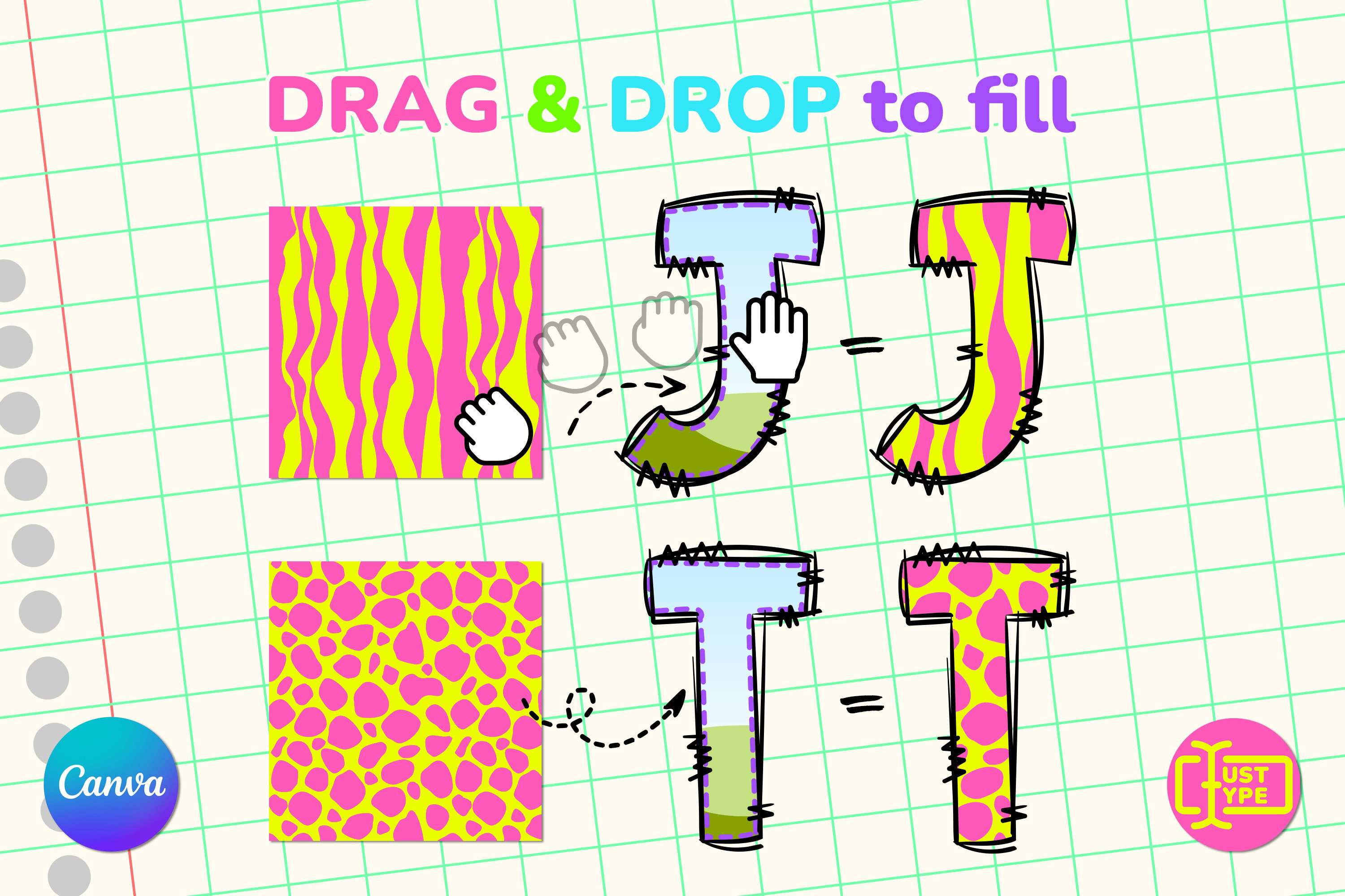 Grime Stacked Alphabet Canva Frame Template Editable Muddy Stacked ...