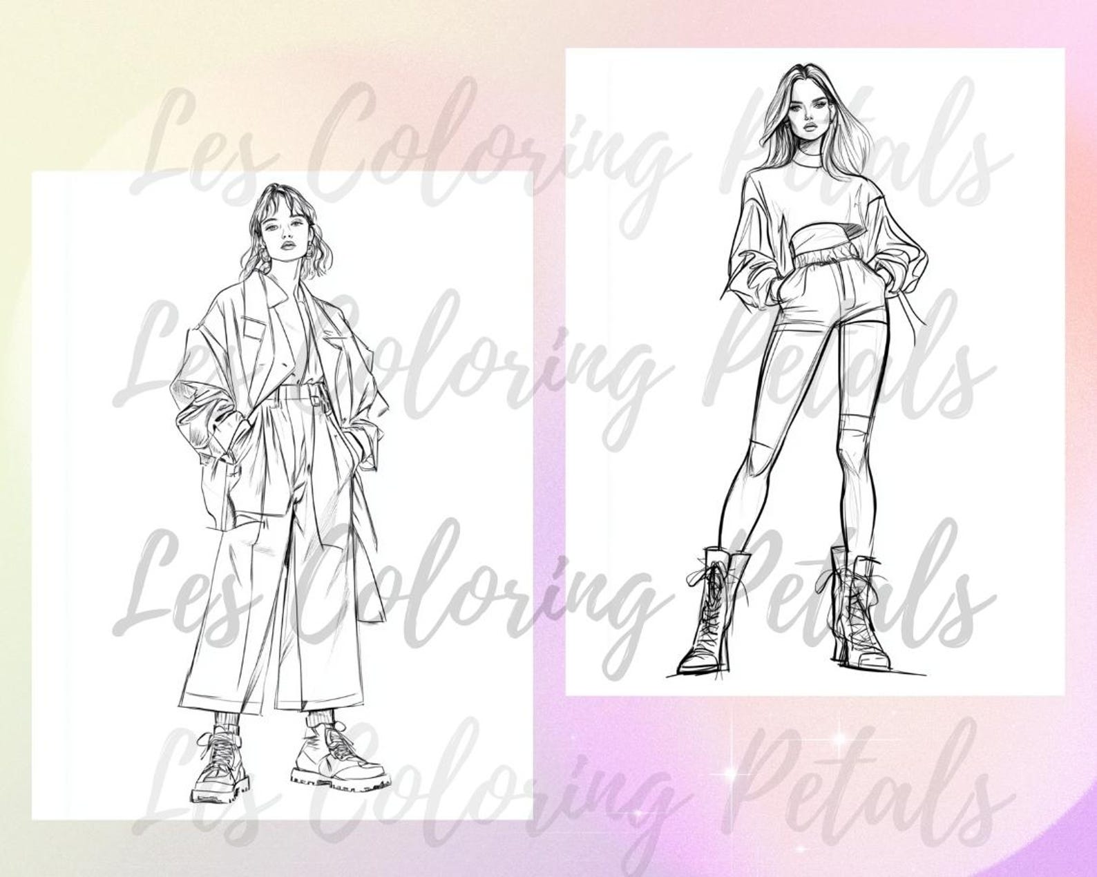 Y2k Fashion Style Coloring Book Printable PDF 90s Influence Fashion ...