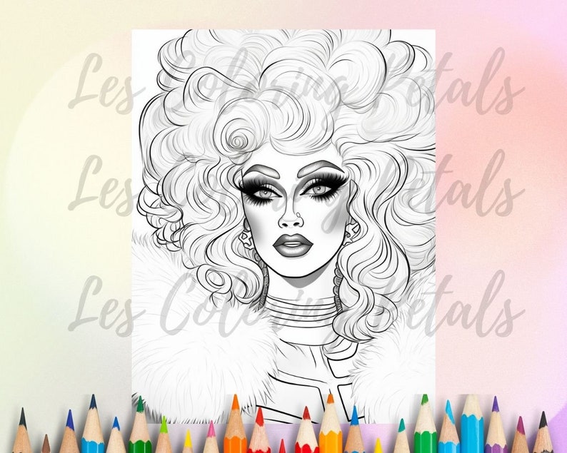 DRAG QUEENS - 25 Coloring Pages, 2 Covers, Coloring Book for Adults and ...