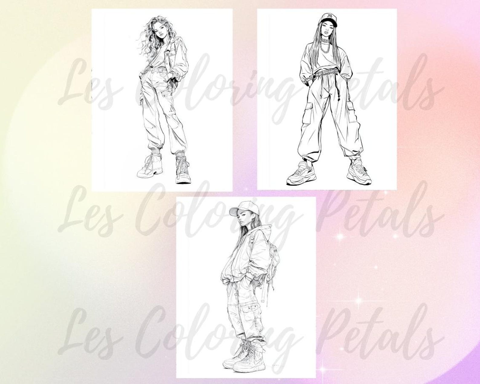 Y2k Fashion Style Coloring Book Printable PDF 90s Influence Fashion ...