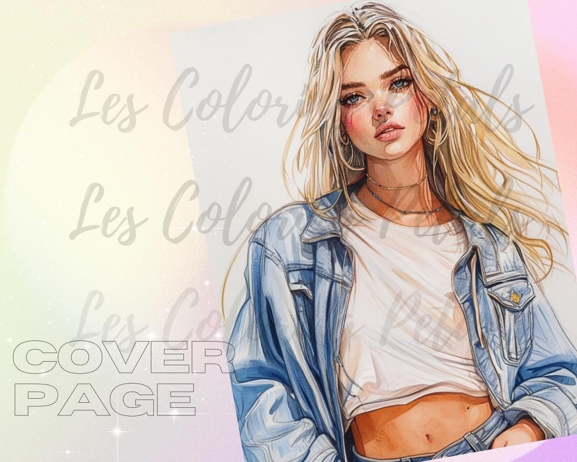 Y2k Fashion Style Coloring Book Printable PDF 90s Influence Fashion ...