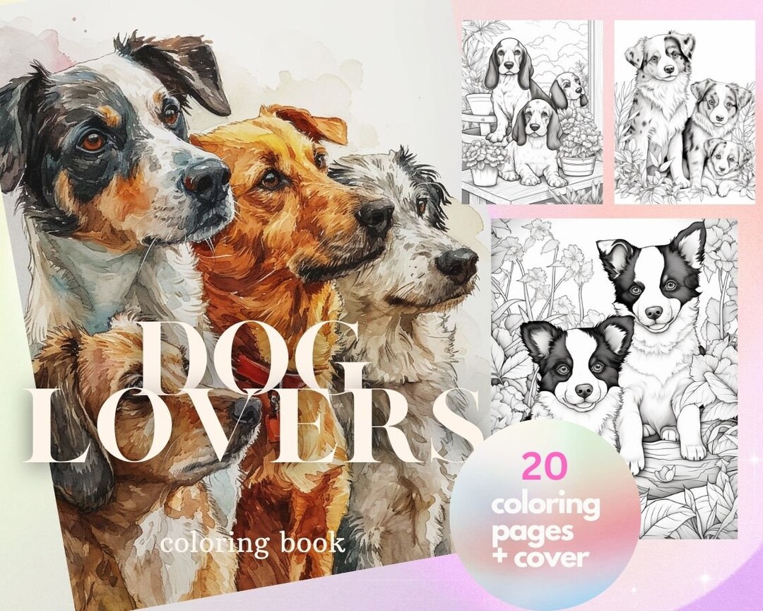 Dog Breeds Coloring Book, 20 Printable Dogs Coloring Pages for Kids and ...