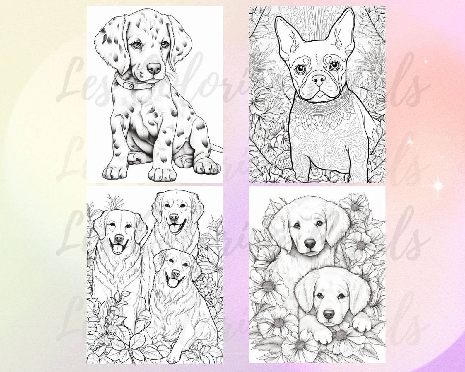 Dog Breeds Coloring Book, 20 Printable Dogs Coloring Pages for Kids and ...