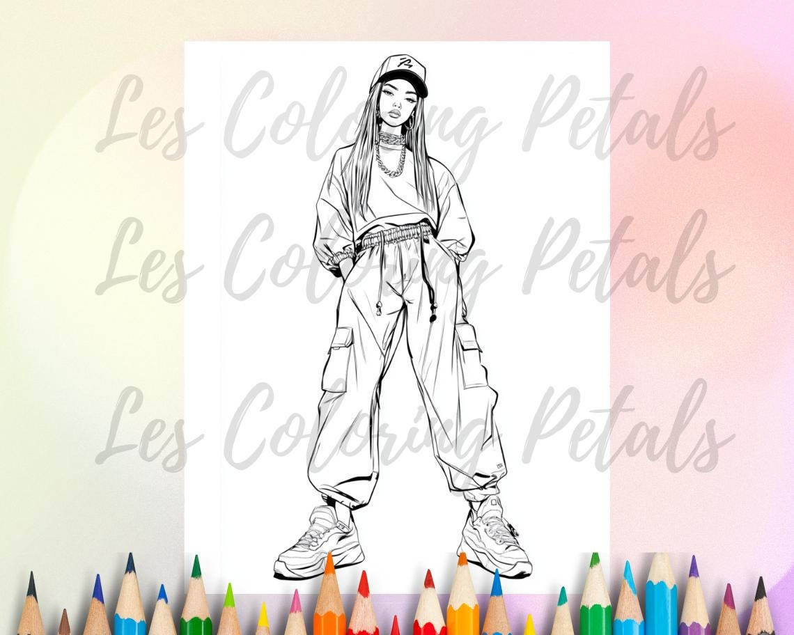 Y2k Fashion Style Coloring Book Printable PDF 90s Influence Fashion ...