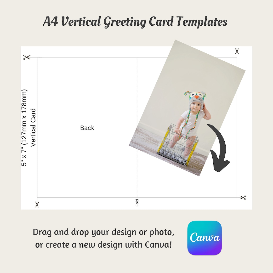 Vertical Greeting Card Template Bundle Blank, Editable Canva Templates ...