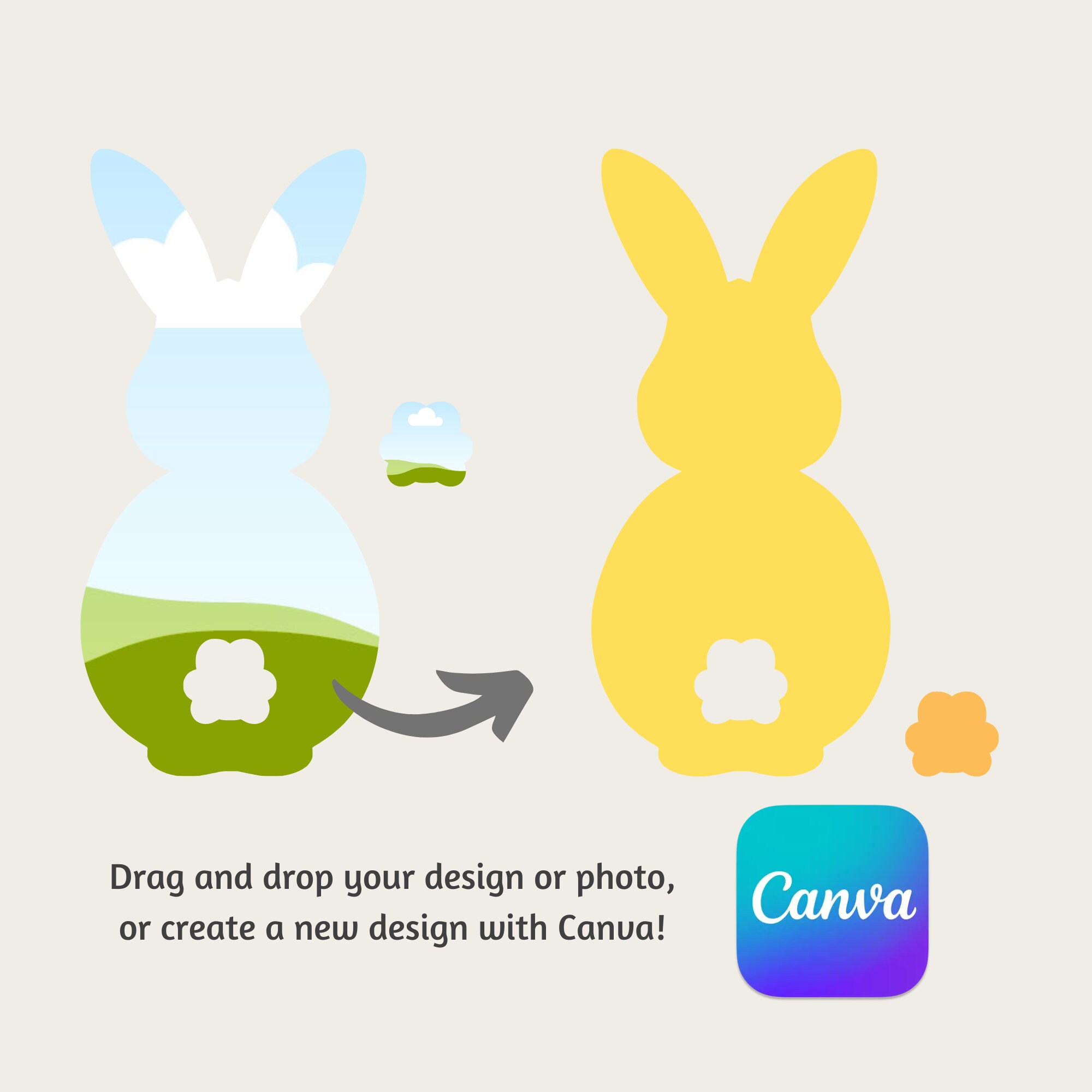 Bunny and Tail Canva Frames Bundle, Easter Bunny, Rabbit, Bunny Rabbit ...