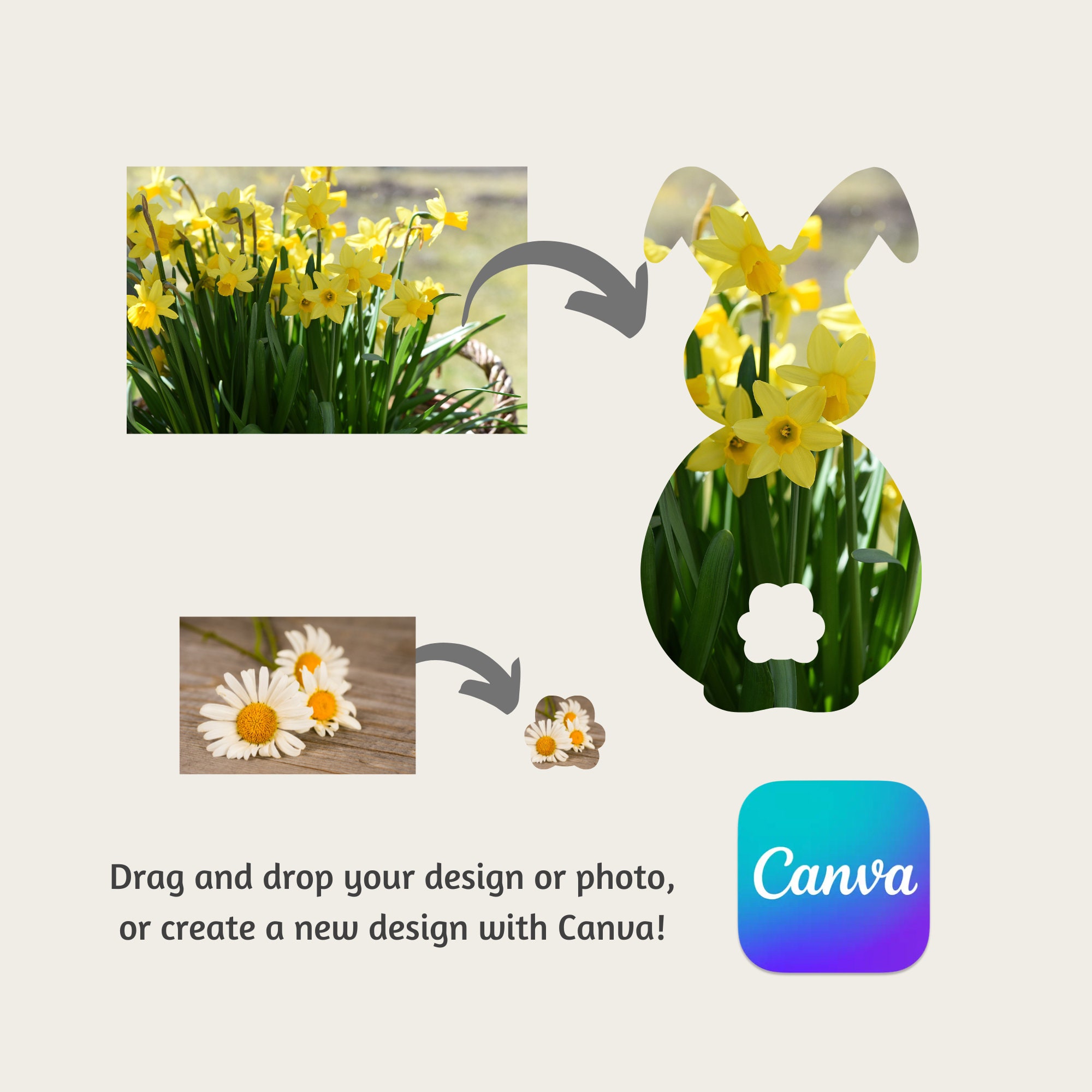 Bunny and Tail Canva Frames Bundle, Easter Bunny, Rabbit, Bunny Rabbit ...