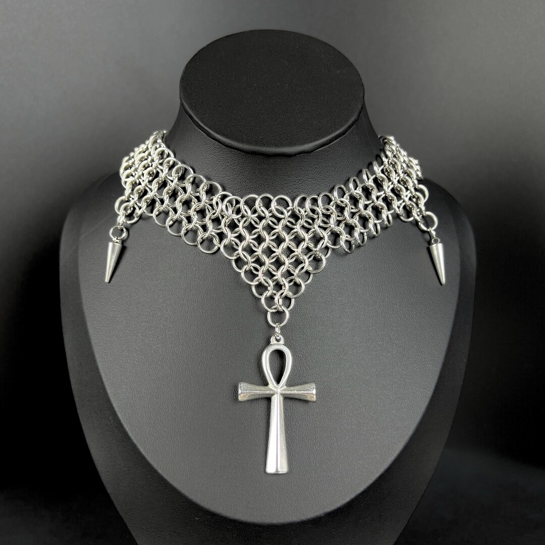 Ankh Chainmail Choker Made of Stainless Steel European 4 in 1 ...