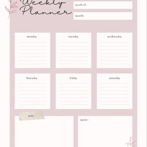 Printable Pastel Weekly Planner - Instant Digital Download PDF - Etsy