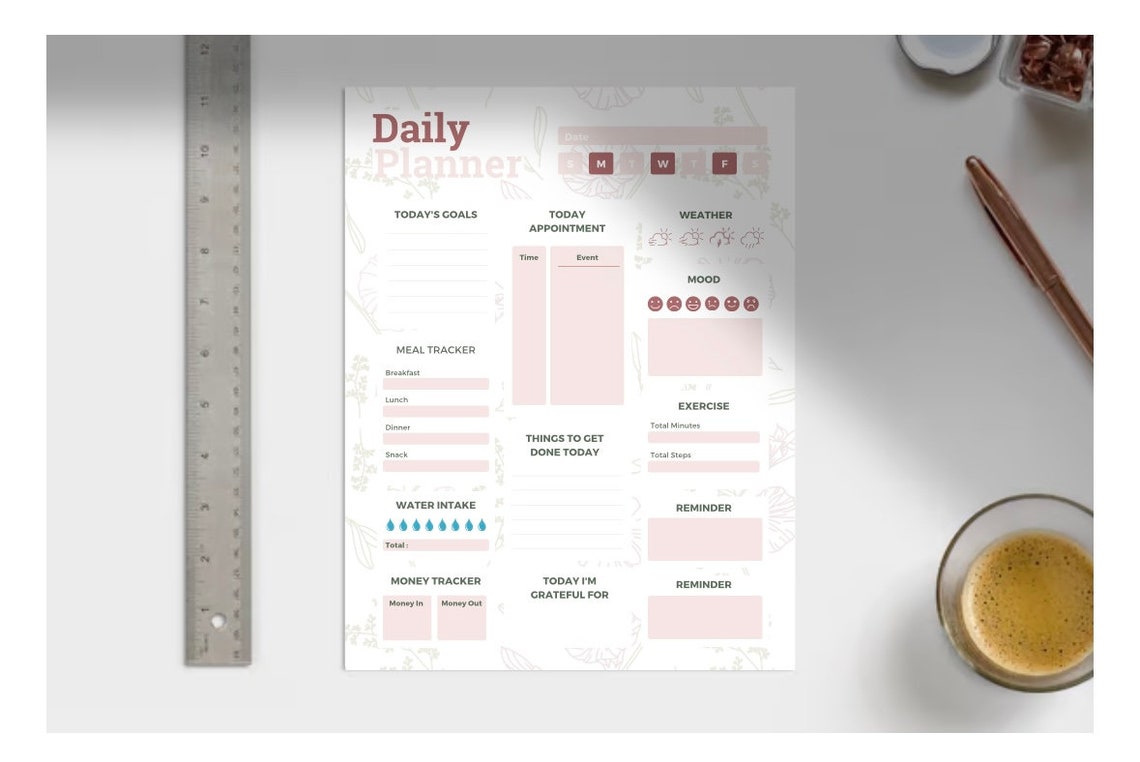 Floral Printable Daily Planner - Etsy