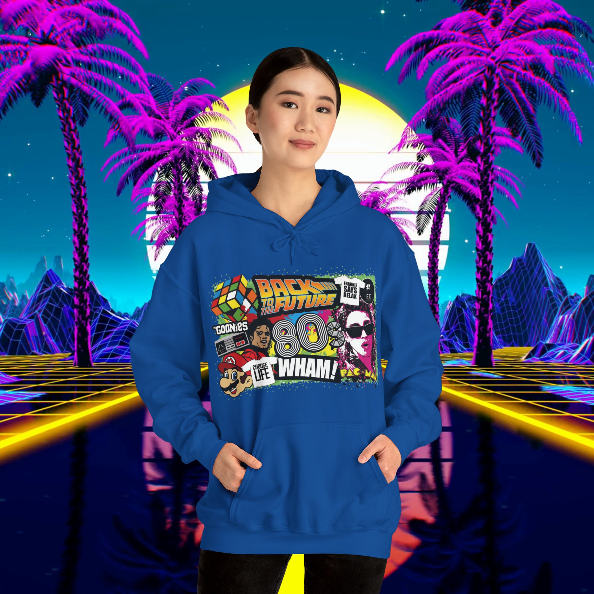 Nostalgic 80s Retro Rad Hoodie Sweatshirt With Icons From the Decade ...