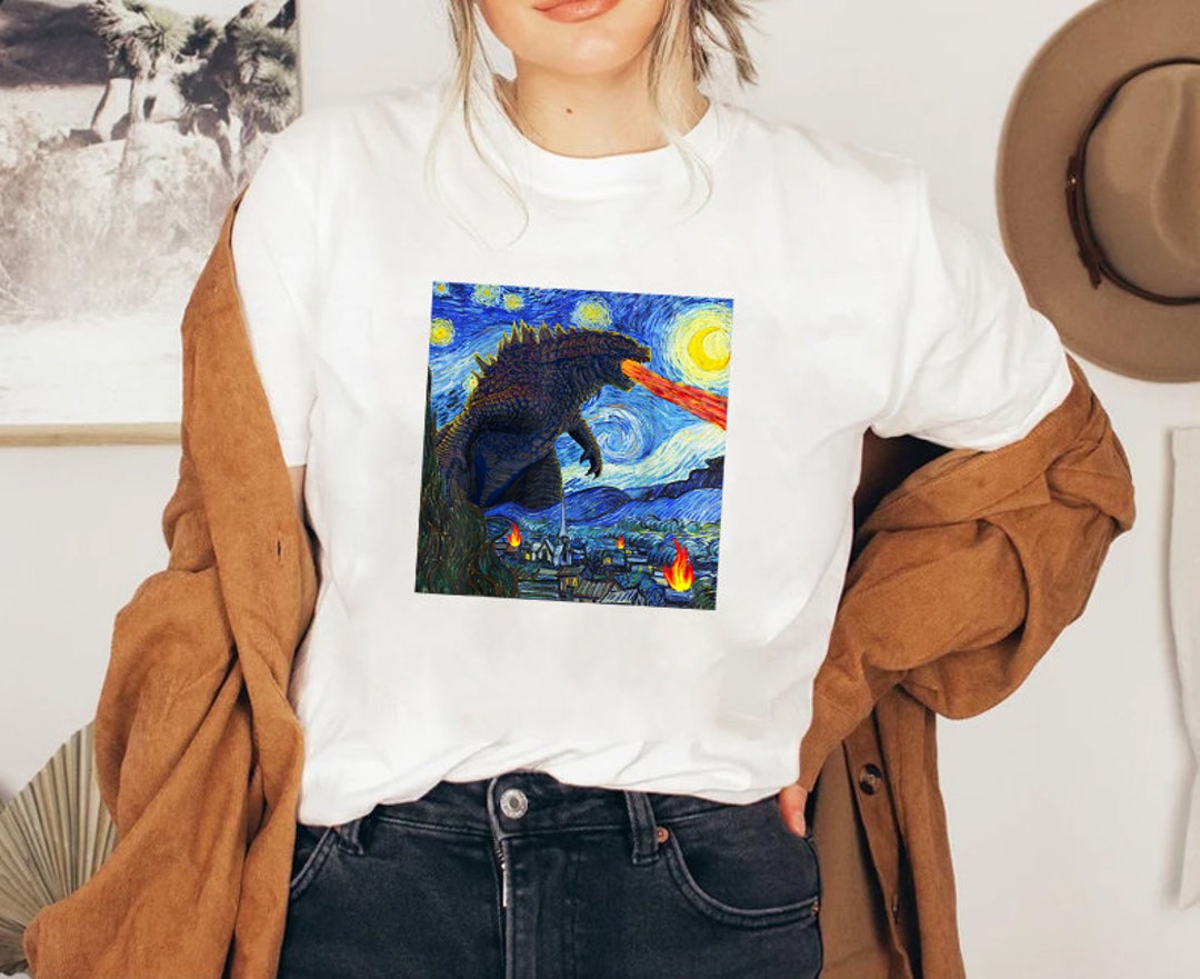 Vintage Japanese Monster Kaiju in Van Gogh Starry Night Men Women Png ...