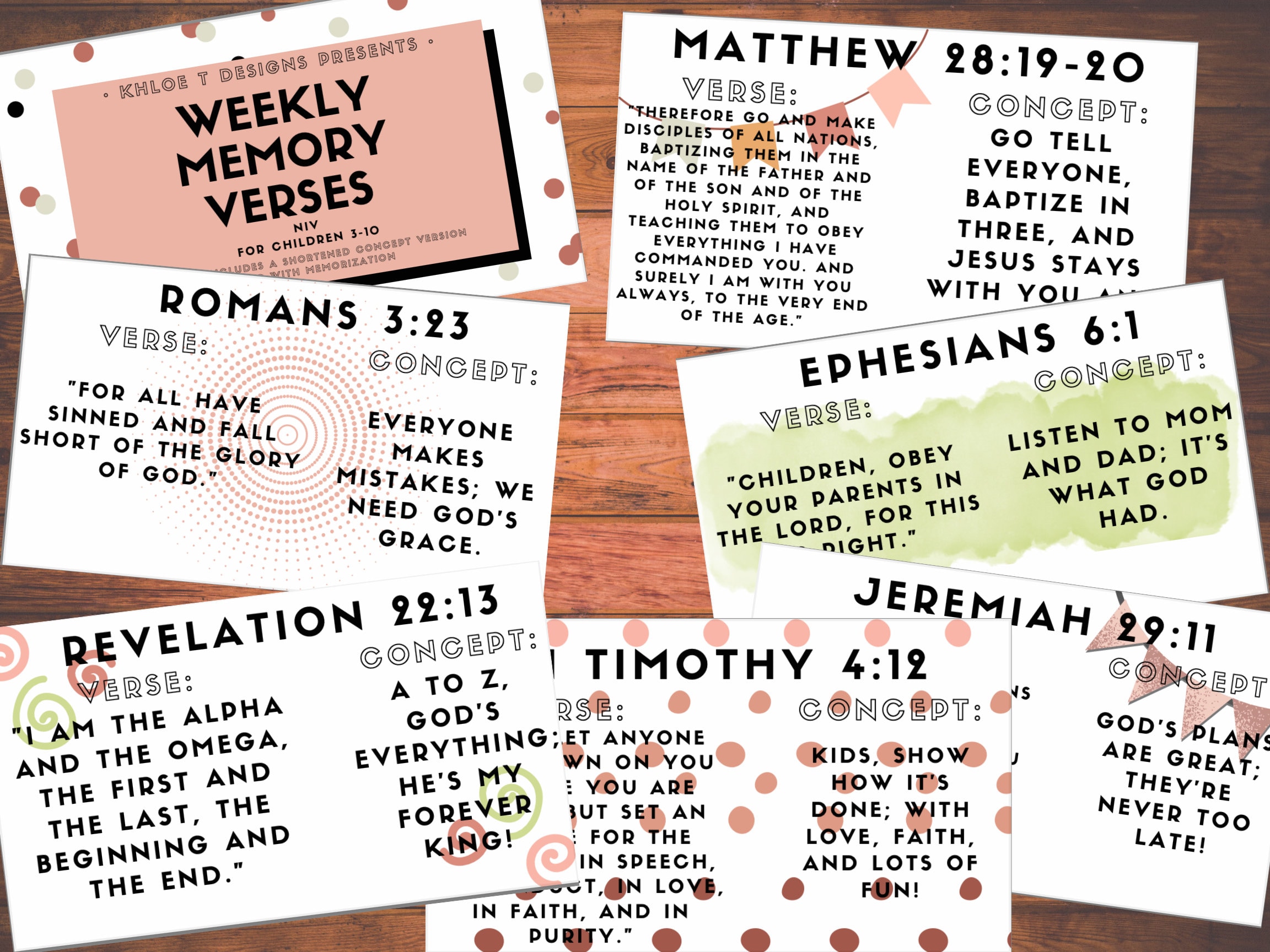 Weekly Bible Memory Verse for Kids - Etsy