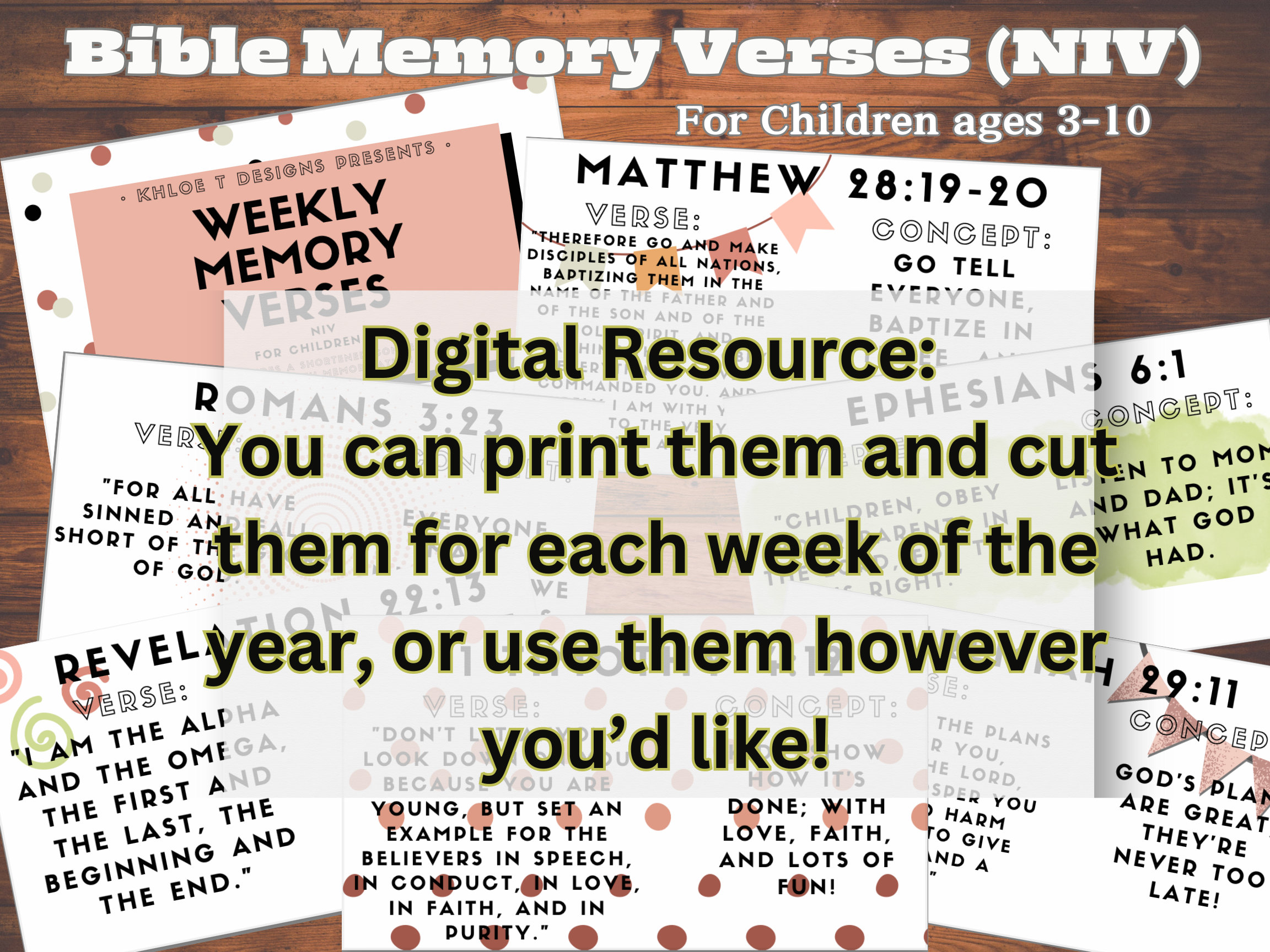 Weekly Bible Memory Verse for Kids - Etsy