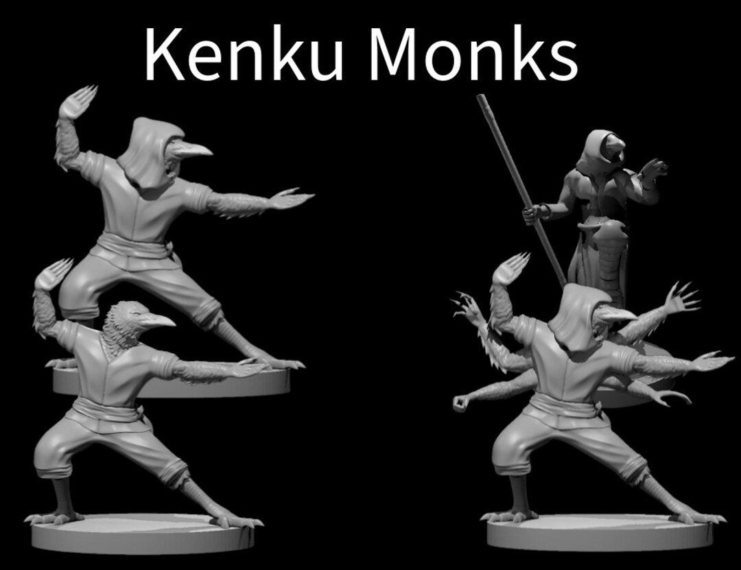 Kenku Monk 28mm 32mm Scale Fantasy Miniatures War Gaming Dnd5e ...