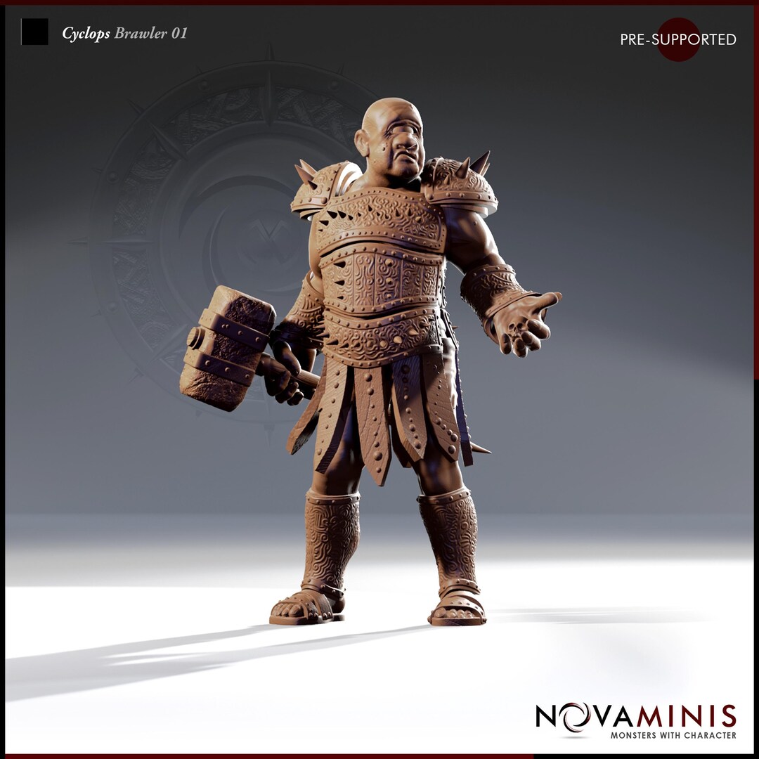 Cyclops Brawler - 28mm 3D Printed Miniature for D&D, Pathfinder, and ...