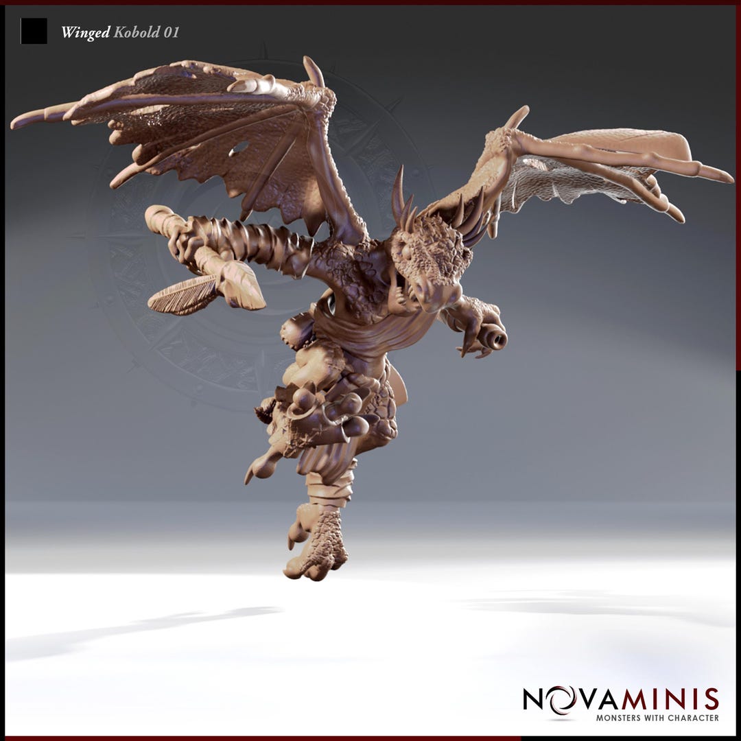 Winged Kobold - 28mm 3D Printed Miniature for D&D, Pathfinder, and ...