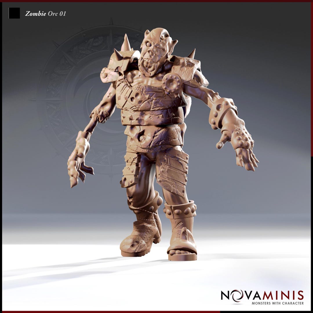 Zombie Orc - 28mm 3D Printed Miniature for D&D, Pathfinder, and Other ...