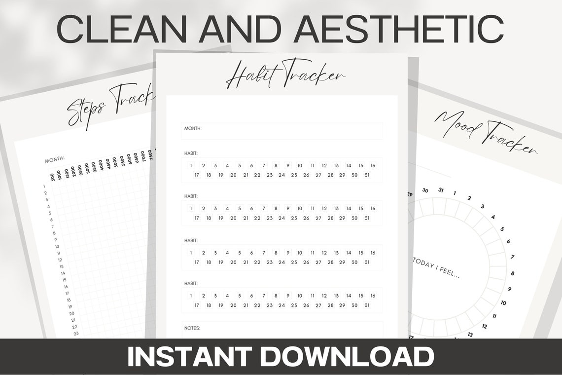 Habit Tracker Habit Tracker Printable Habit Tracker Printable Bundle ...