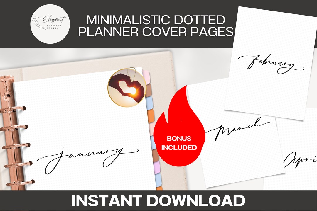 Monthly Dotted Planner Cover Pages 12 Month Title Pages A5 Planner ...