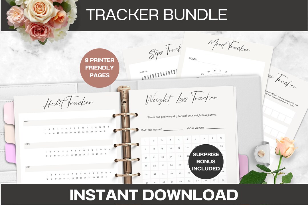 Elegant Tracker Bundle Habit, Weight Loss, Progress Tracker Bundle ...
