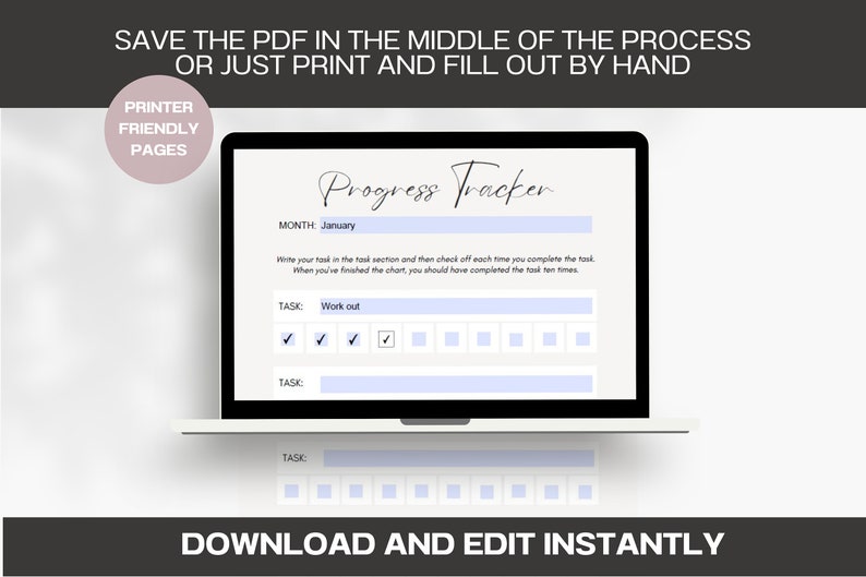Progress Tracker Printable & Fillable PDF - Etsy